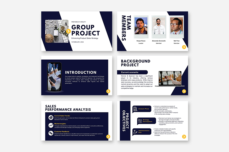 Navy and White Simple Enhancing Product Sale Strategy Presentation ...