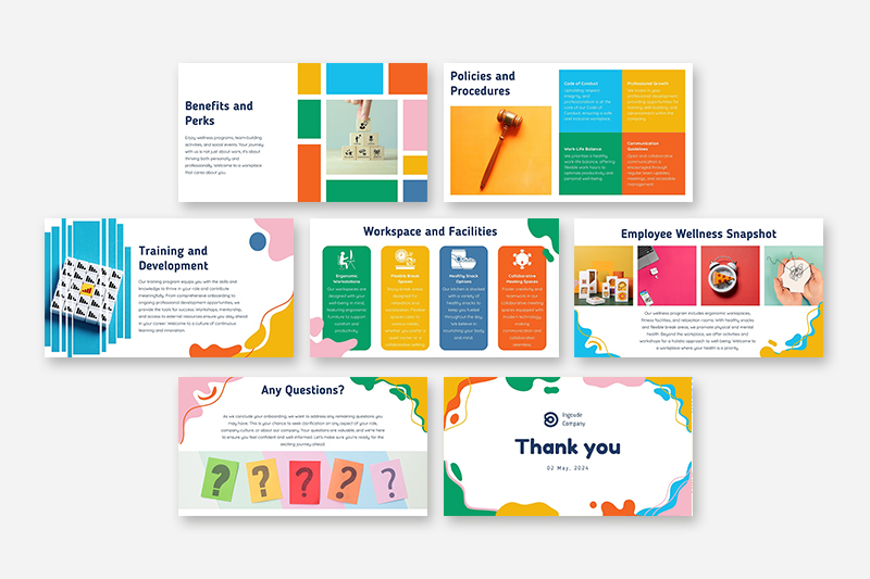 Colorful Fun New Employee Onboarding Presentation (Canva) - Din Studio
