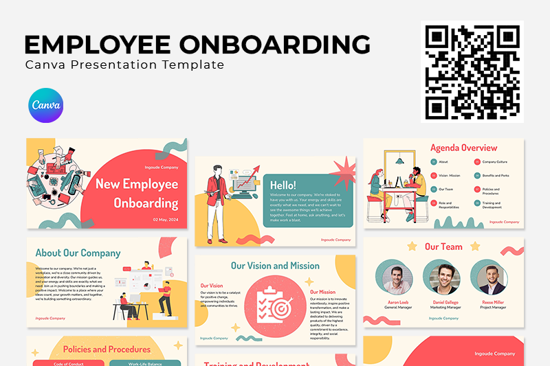 Red and Cream Illustrative Employee Onboarding Company Presentation ...