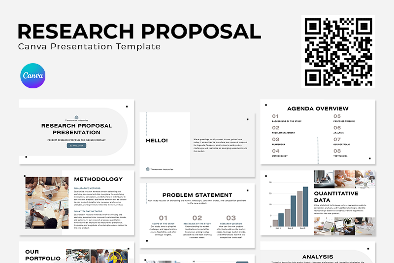 White and Grey Modern Business Research Proposal Presentation (Canva ...