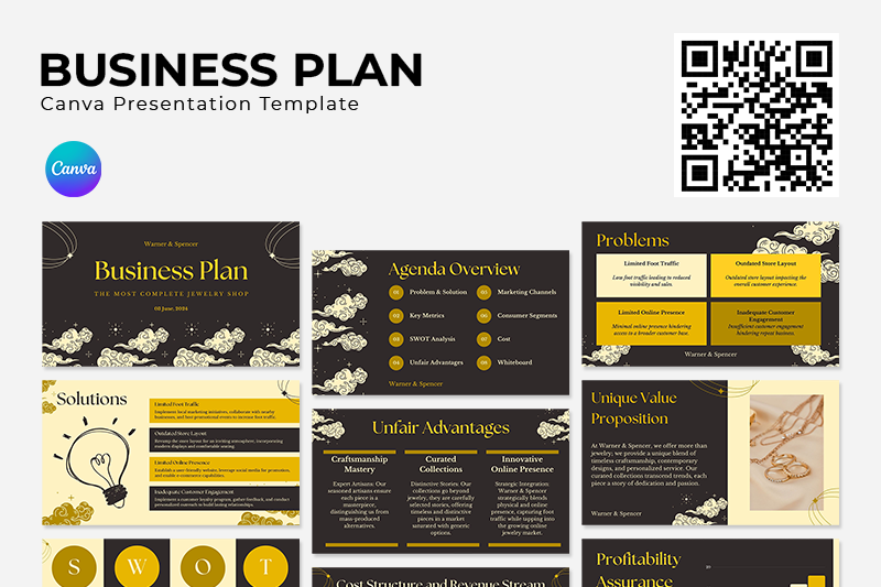 Black and Yellow Elegant Playful Jewelry Shop Business Plan ...