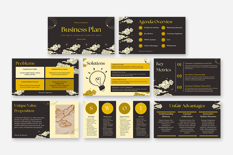 Black and Yellow Elegant Playful Jewelry Shop Business Plan ...