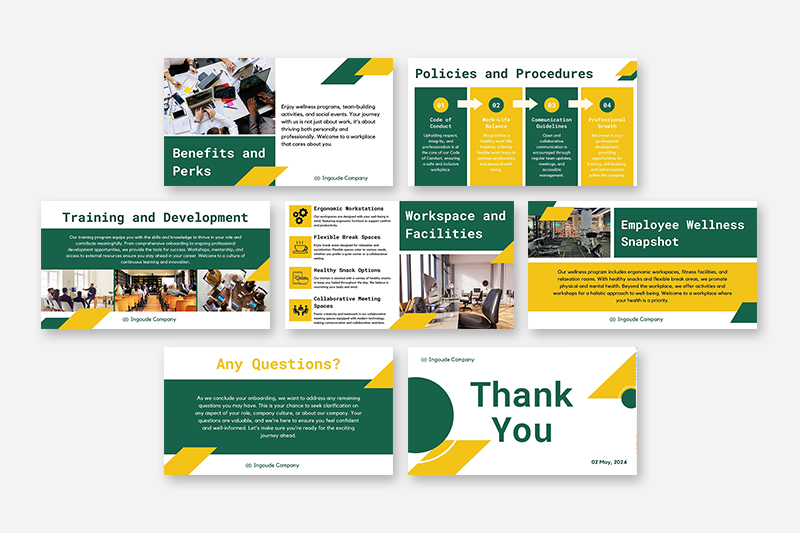 Yellow and Green Simple New Employee Onboarding Company Presentation ...