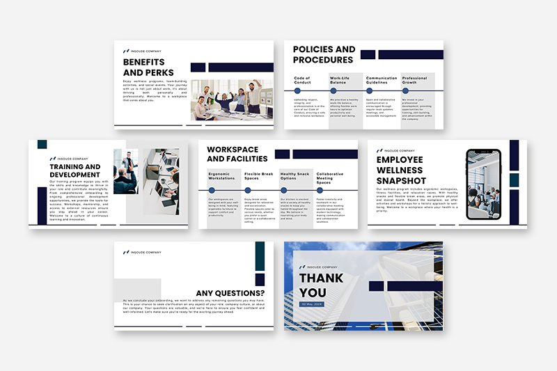 White and Blue Modern New Employee Onboarding Company Presentation ...