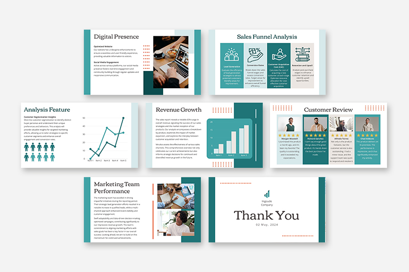 White and Tosca Simple Sales Report Presentation (Canva) - Din Studio