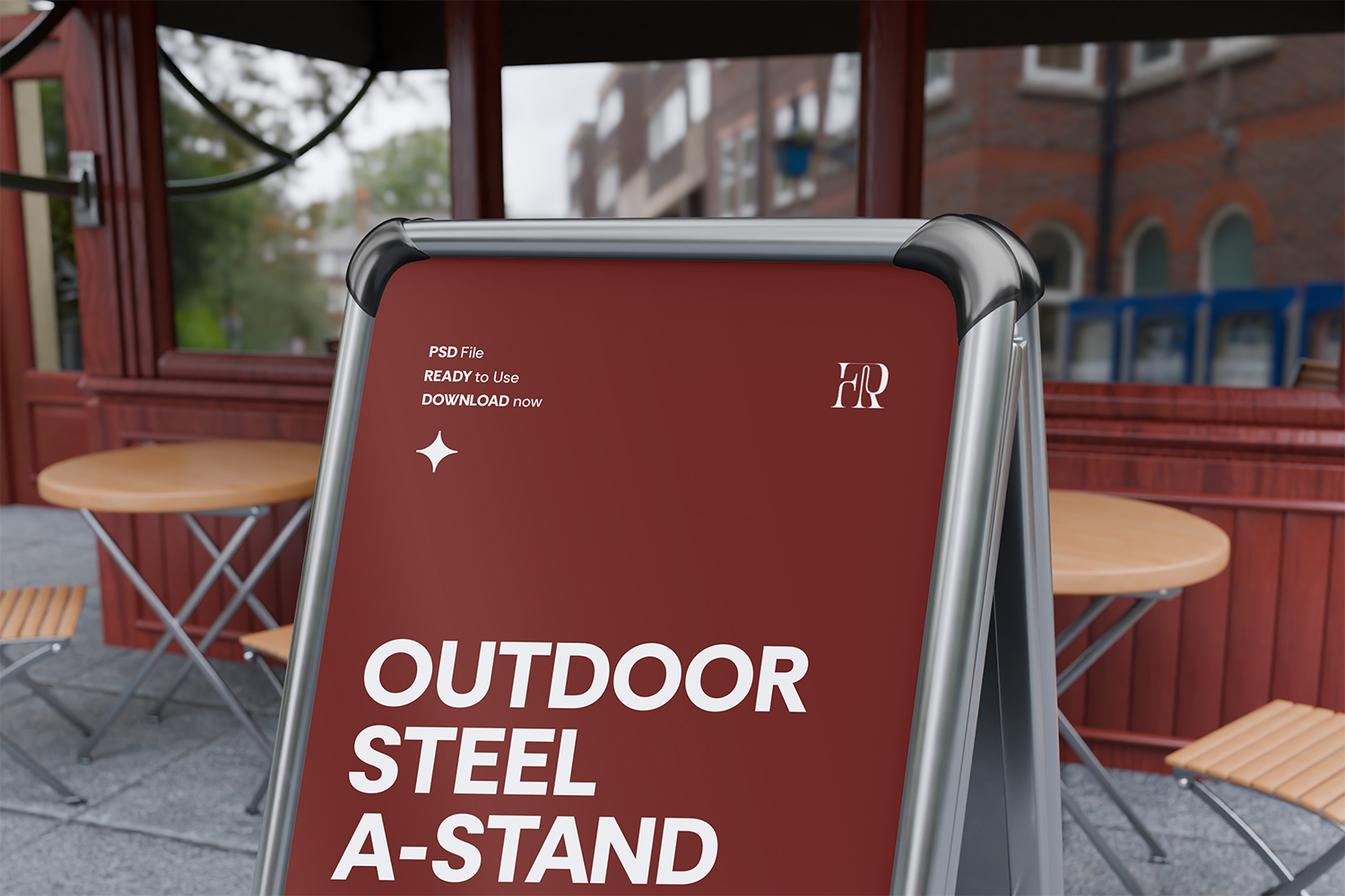 Outdoor Steel A-Stand Sign Mockup - Din Studio